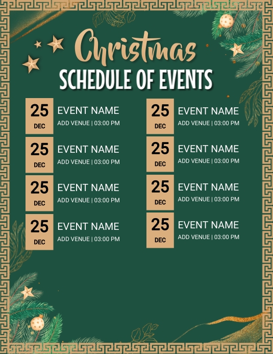 Christmas schedule of events flyer Template | PosterMyWall