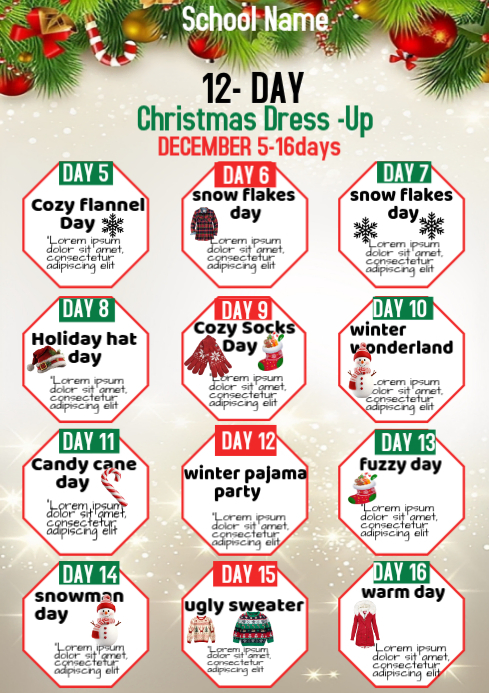 Christmas school dress up flyer Template | PosterMyWall