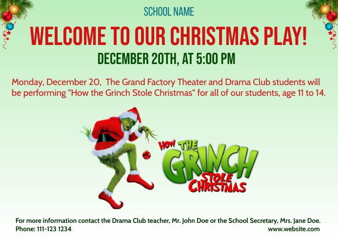 Christmas School play large poster Template | PosterMyWall