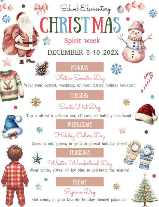 Copy of Christmas School Spirit Week Flyer Editable | PosterMyWall