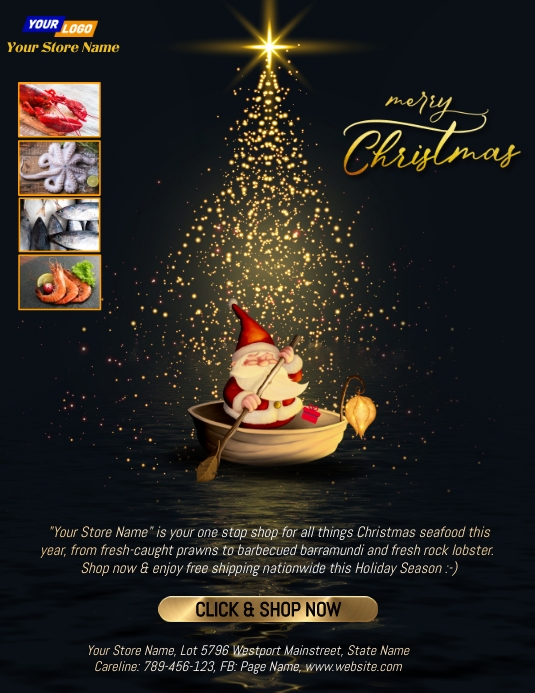Christmas seafood ad flyer design Template | PosterMyWall