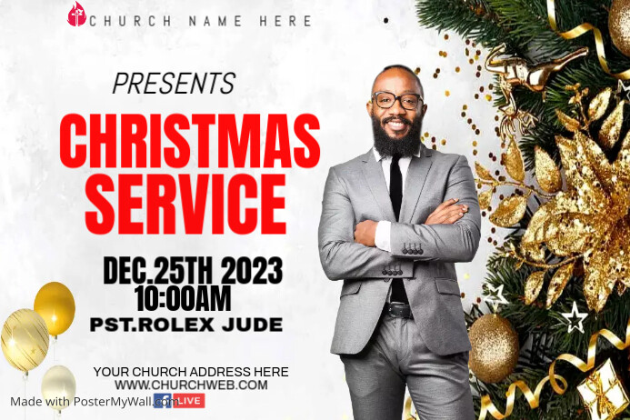 CHRISTMAS SERVICE Template | PosterMyWall