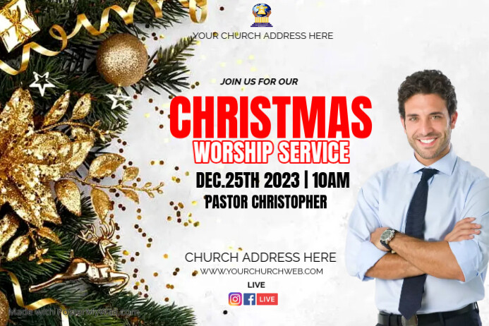 CHRISTMAS SERVICE Template | PosterMyWall