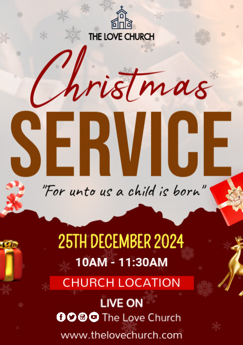 Christmas service flyer Modelo | PosterMyWall