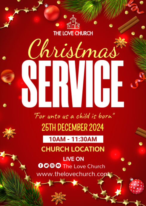 Christmas service flyer Template | PosterMyWall