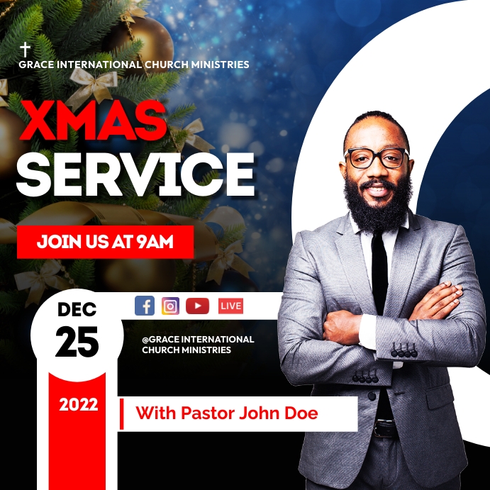 Plantilla de CHRISTMAS SERVICE FLYER | PosterMyWall