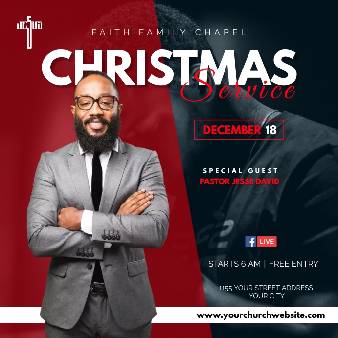 CHRISTMAS SERVICE POSTER Template | PosterMyWall