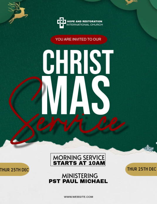 CHRISTMAS SERVICE TEMPLATE | PosterMyWall