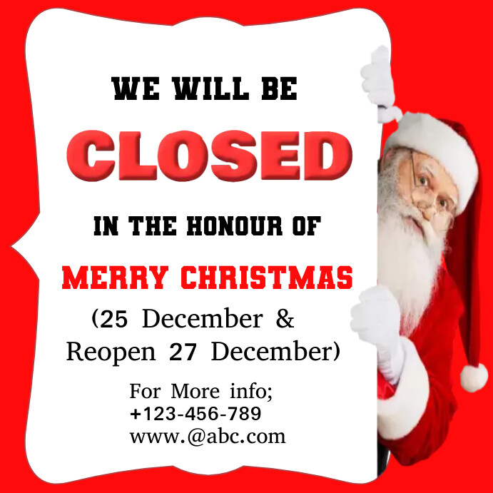 christmas shope closed templates | PosterMyWall