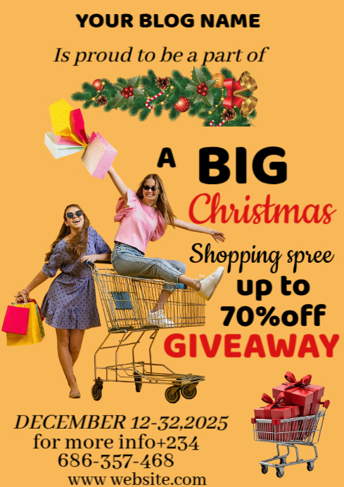 Christmas shopping spree and giveaway poster Template | PosterMyWall