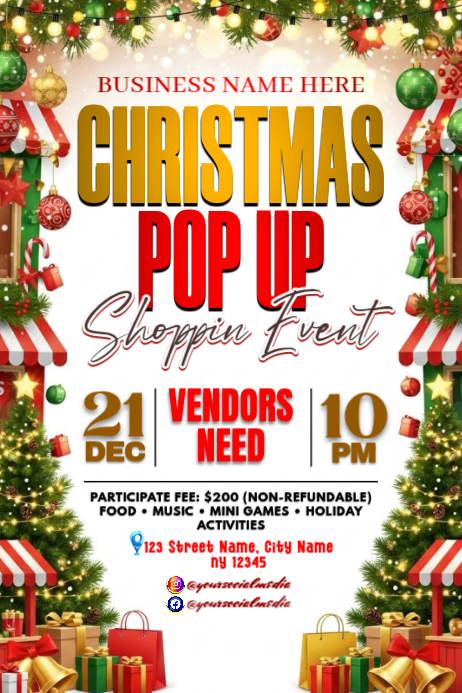 Christmas Shopping Vendor Showcase Template | PosterMyWall