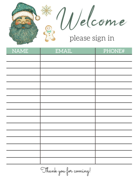 Modèle Christmas sign in sheet | PosterMyWall