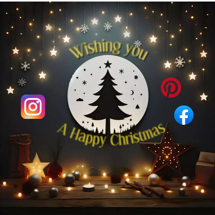 Christmas silhouette tree Templat | PosterMyWall