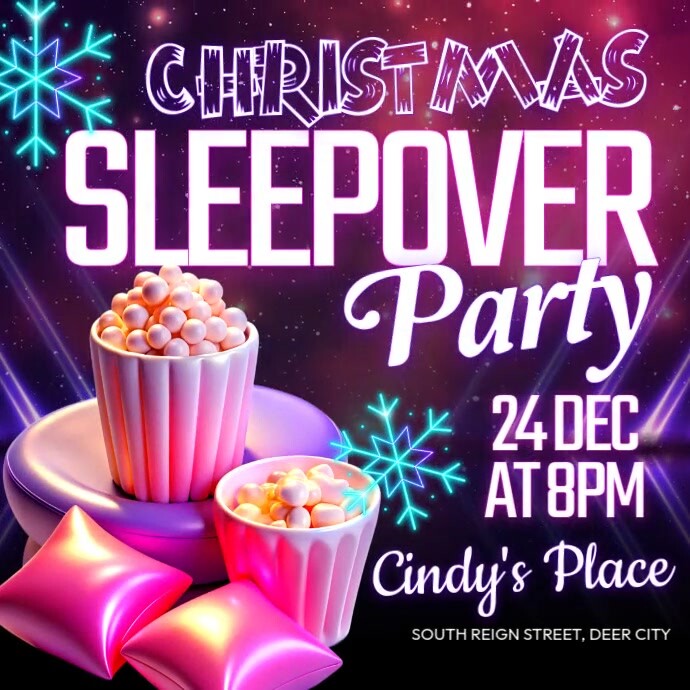 Christmas Sleepover Party Template | PosterMyWall
