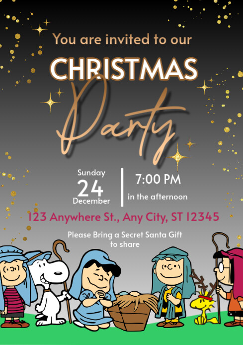 Plantilla de Christmas Snoopy Party Invitation | PosterMyWall