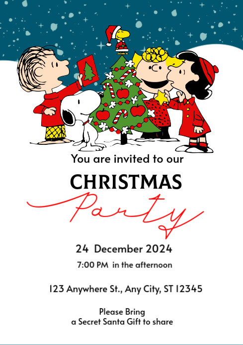 Plantilla de Christmas Snoopy Party Invitation | PosterMyWall