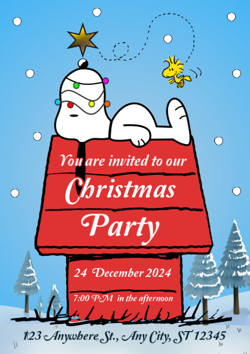 Modèle Christmas Snoopy Party Invitation | PosterMyWall