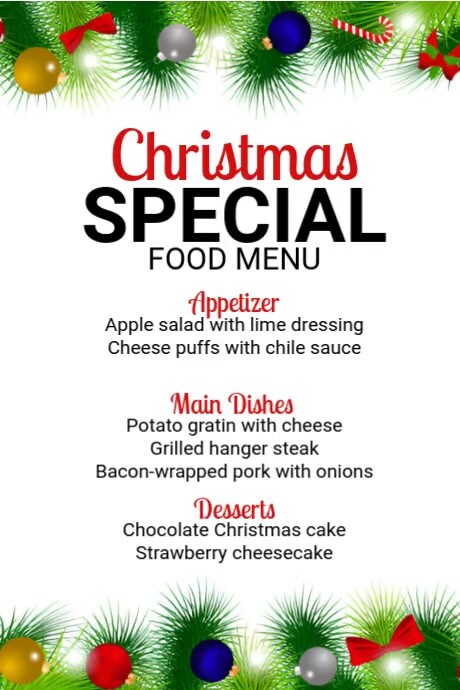 Christmas Special Food Menu Template | PosterMyWall