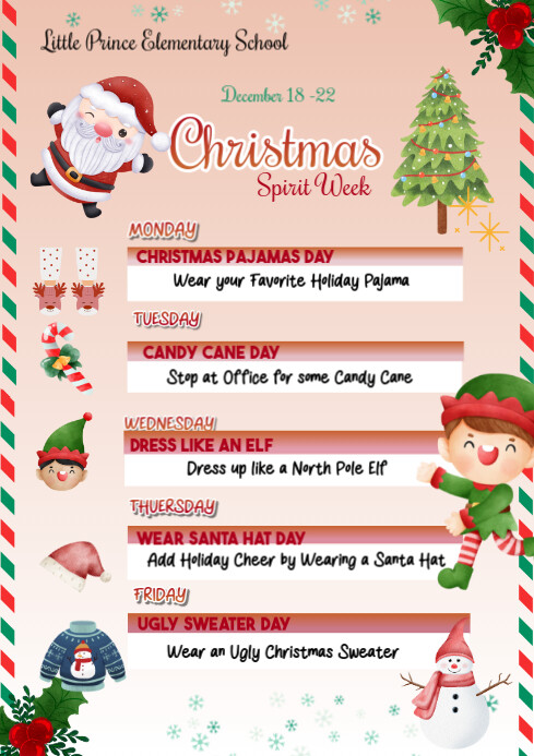 Christmas Spirit Week Templat | PosterMyWall