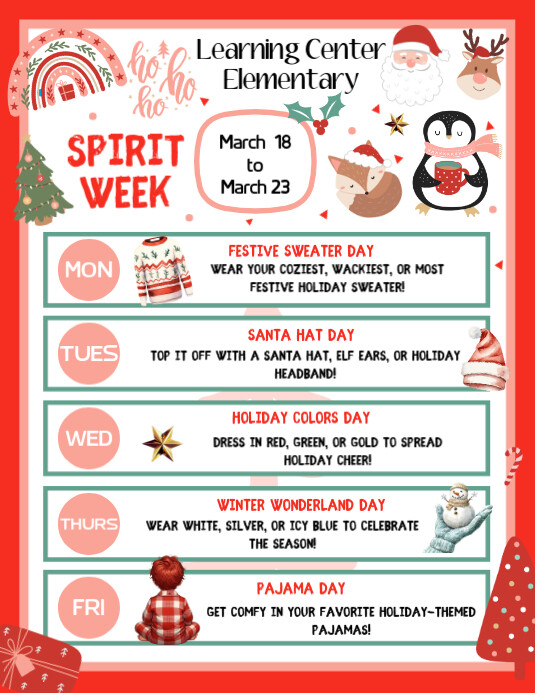 christmas spirit week flyer template free | PosterMyWall