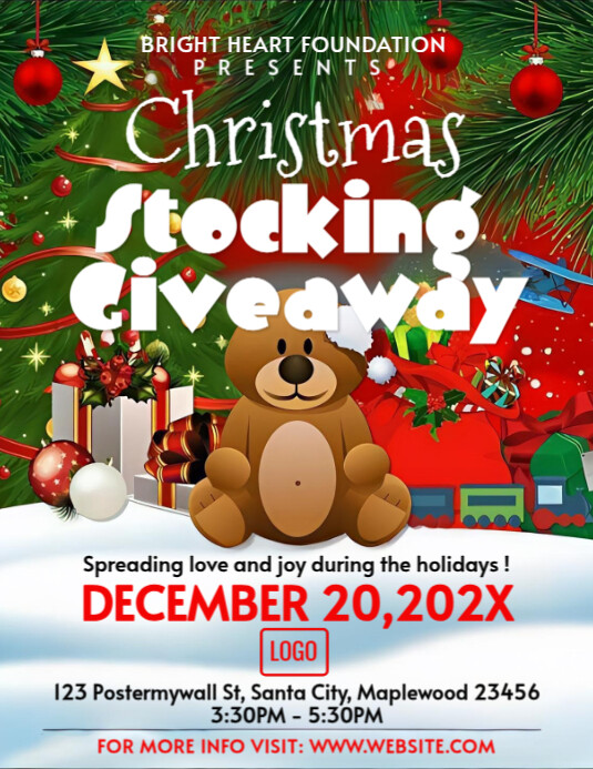 Christmas Stocking Giveaway Flyer | Holiday Event Invitation Template ...