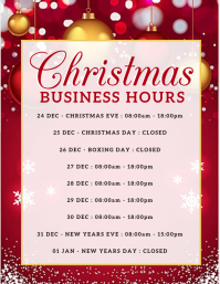 CHRISTMAS STORE BUSINESS HOURS Flyer Template | PosterMyWall