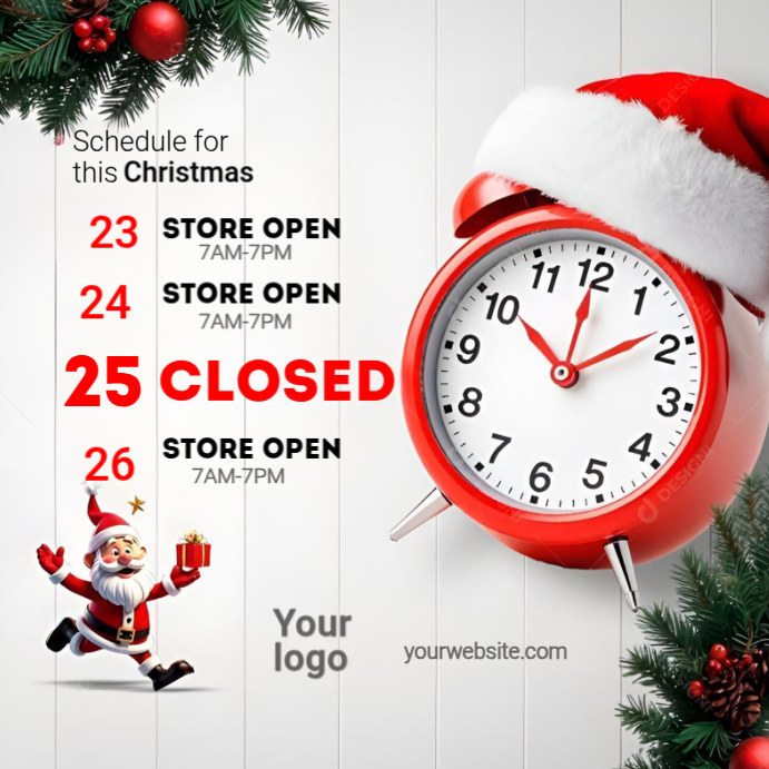 Copy of Christmas Store Hours Announcement Flyer | PosterMyWall