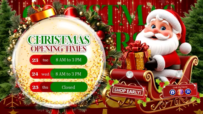 Christmas Store Opening Schedule 2025 Template | PosterMyWall