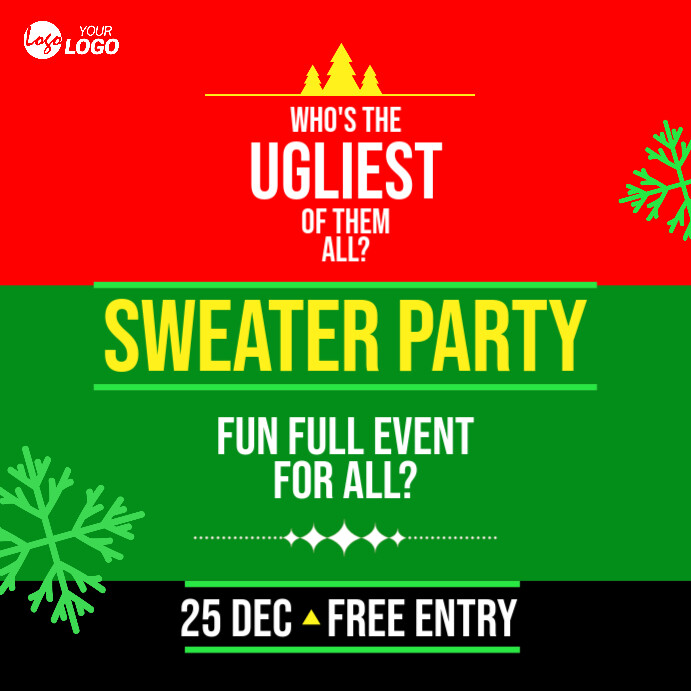 Christmas Sweater Party Invitation Template | PosterMyWall