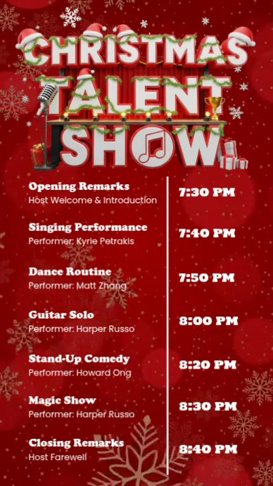 Copy of Christmas Talent Show Program Ads | PosterMyWall