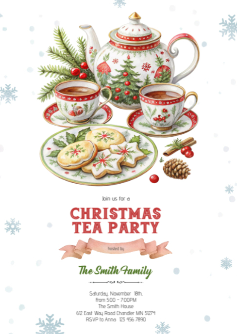 Christmas tea party invitation Template | PosterMyWall