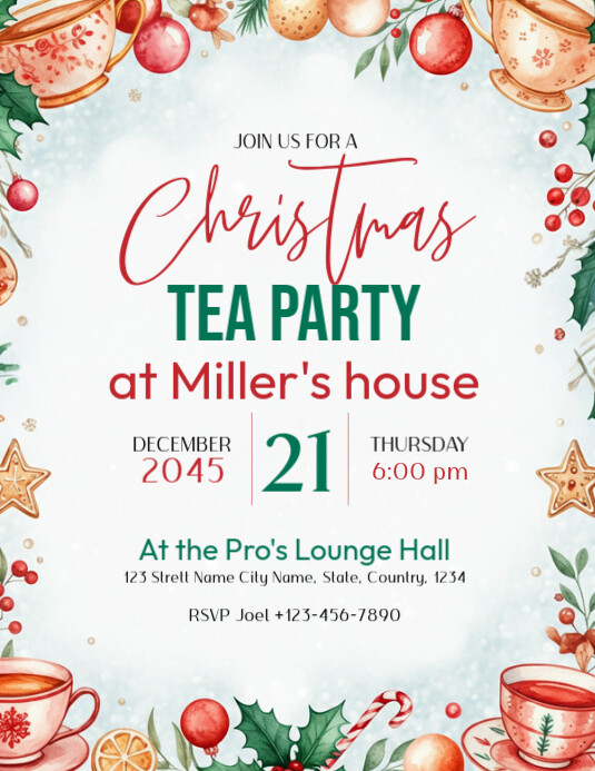 Christmas tea party invitation Template | PosterMyWall
