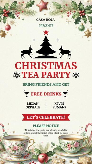 Christmas Tea Party Invitation Instagram Story Template | PosterMyWall