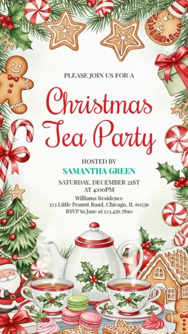 Christmas Tea Party Invitation Template | PosterMyWall