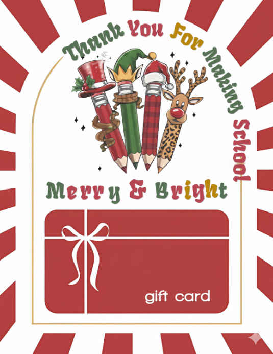 Christmas Teacher Gift Card Holder Template | Merry & Bright School ...