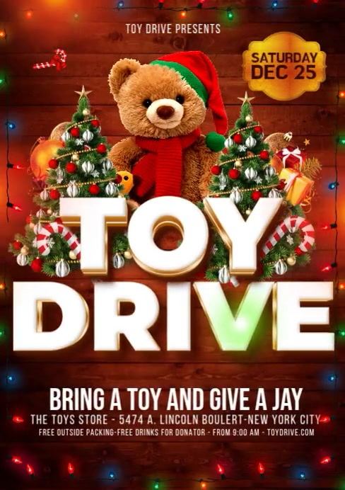Christmas Toy Drive Birthday Template | PosterMyWall