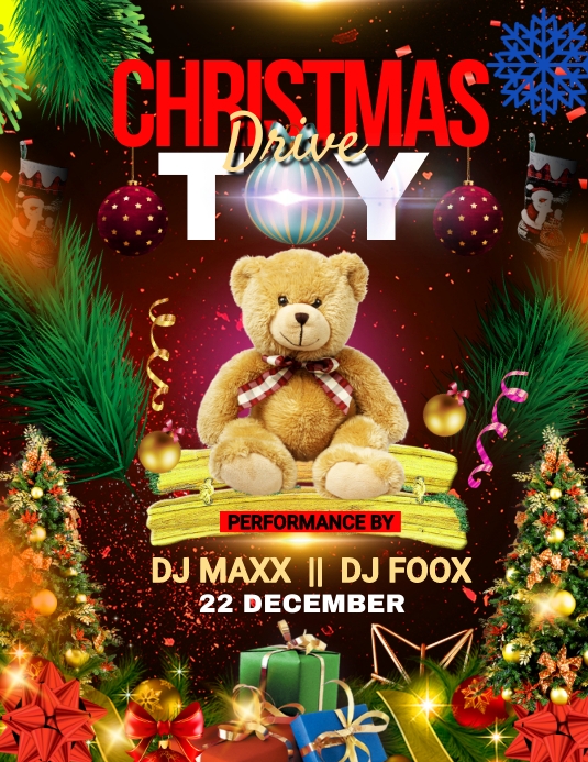 christmas toy drive flyer Template | PosterMyWall