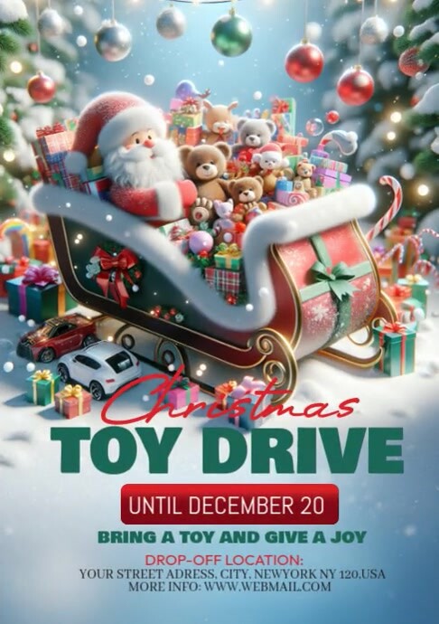 Christmas Toy Drive Flyer Template | PosterMyWall