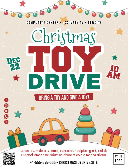Christmas Toy Drive Flyer Template | PosterMyWall