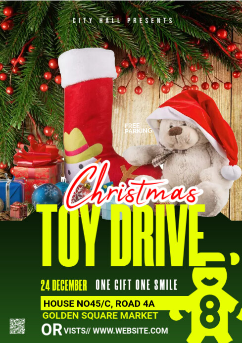 Christmas Toy Drive Flyer Template | PosterMyWall