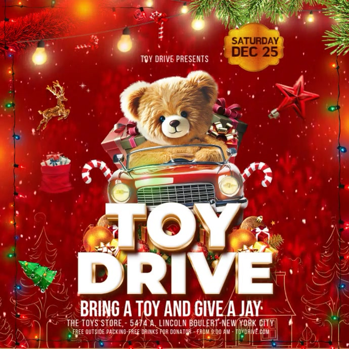 Christmas Toy Drive Flyer Poster Template | PosterMyWall