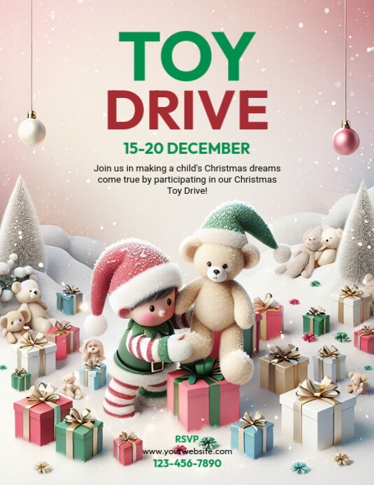 Christmas Toy Drive Flyer Template | PosterMyWall
