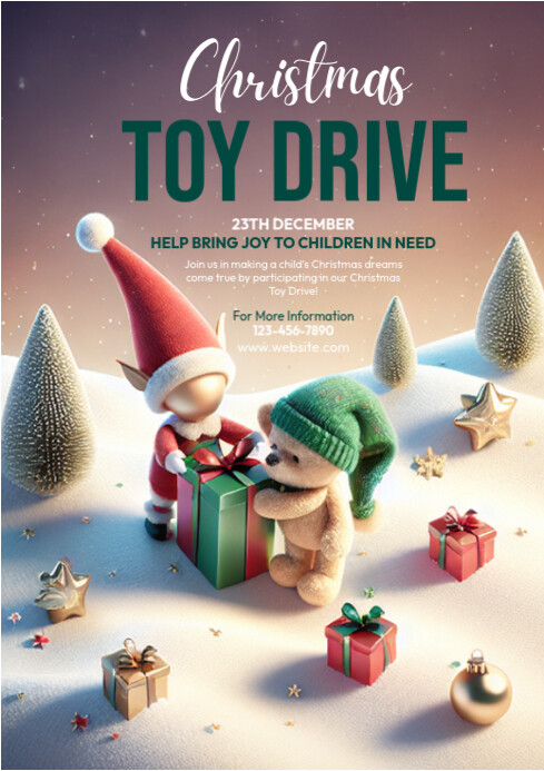 Christmas Toy drive Flyer Template | PosterMyWall
