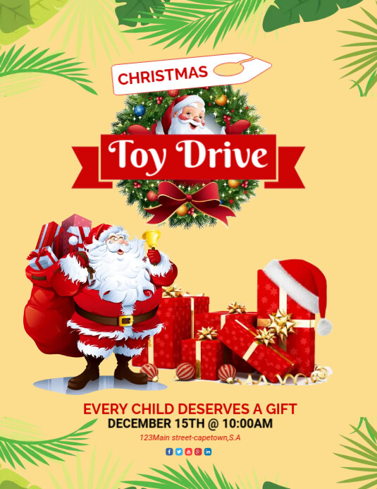 Christmas toy drive flyer template | PosterMyWall
