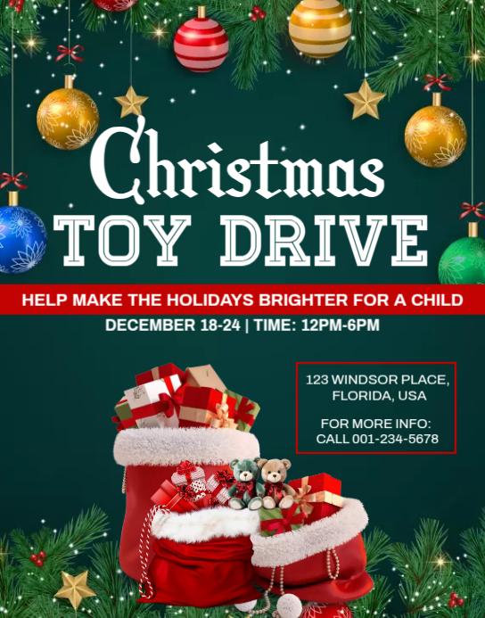 Christmas Toy Drive Flyer Template | PosterMyWall