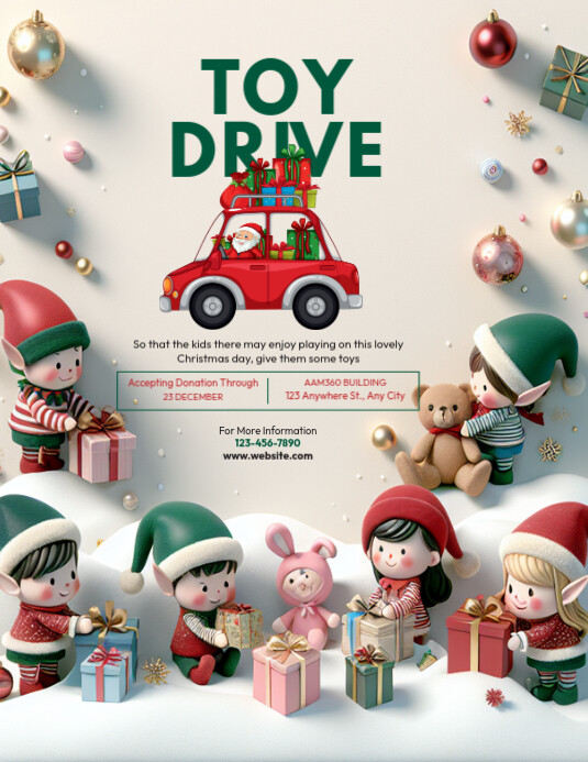 Christmas Toy drive Flyer Template | PosterMyWall