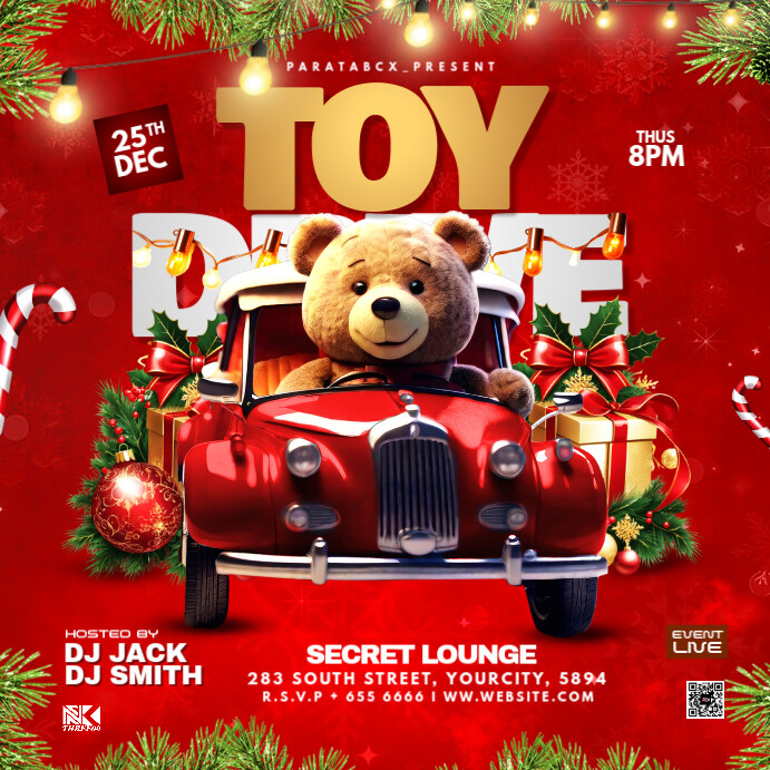Christmas Toy Drive invitations Template | PosterMyWall