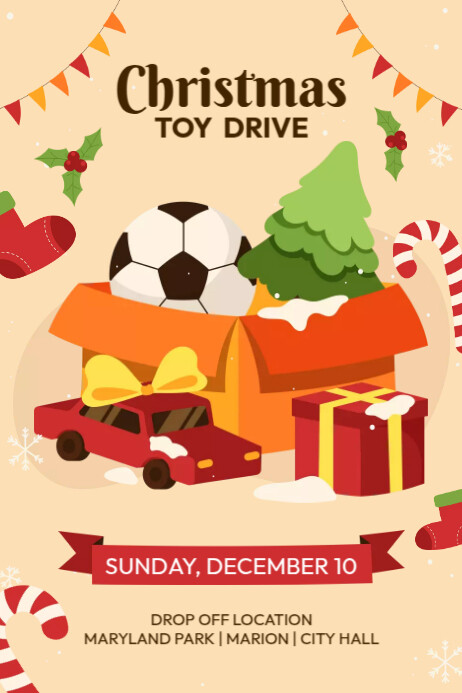 Christmas Toy Drive Poster Template | PosterMyWall