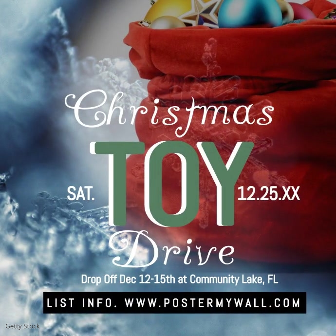 Christmas Toy Drive Social Media Ad Template | PosterMyWall