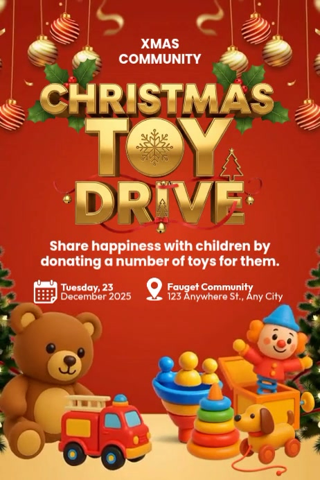 Christmas Toy Drive Video Ads Template | PosterMyWall